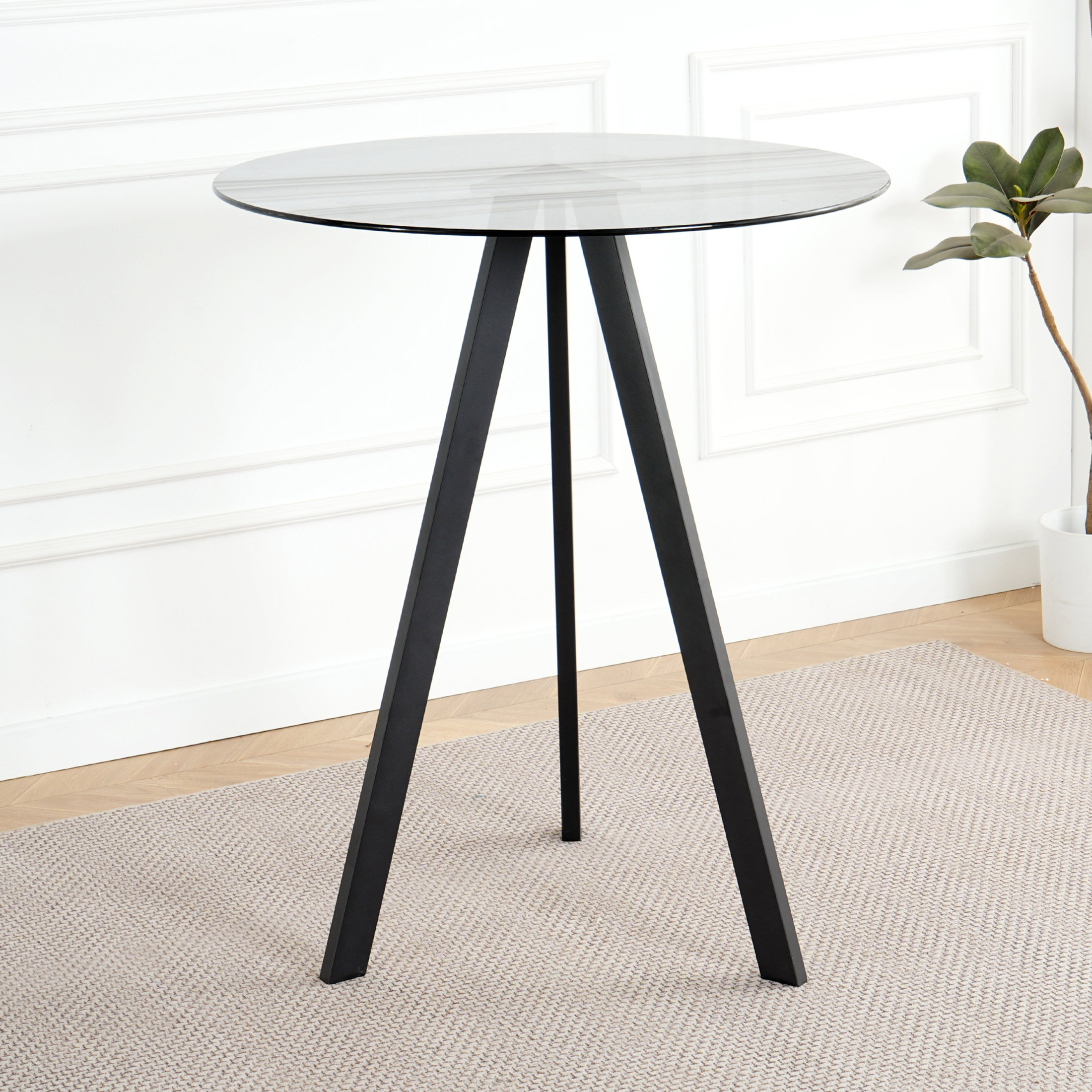 George Oliver Modern Kitchen Glass dining table ROUND Tempered Glass ...