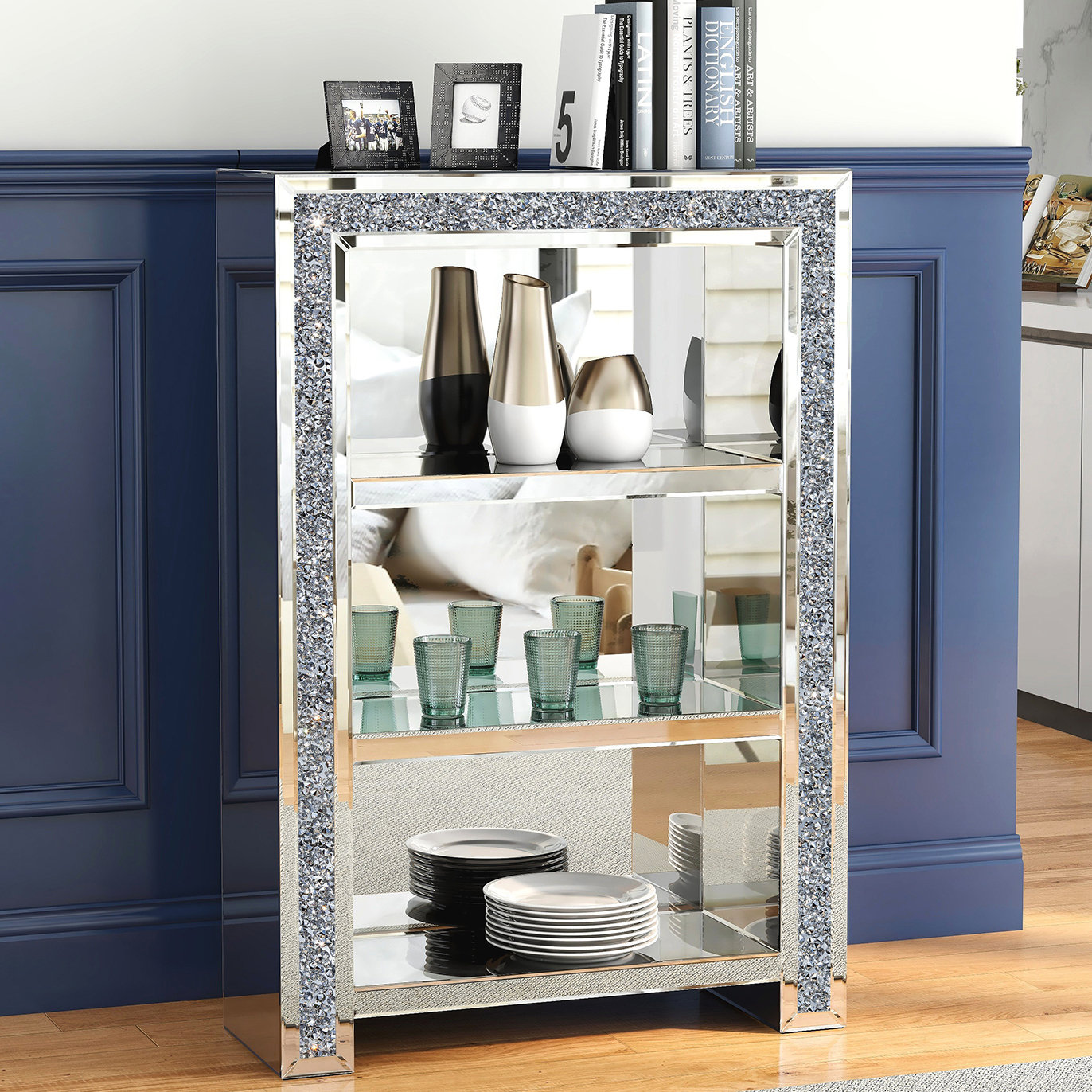 Everly Quinn Amla Display Stand Mirrored Finished with Crushed Crystals ...