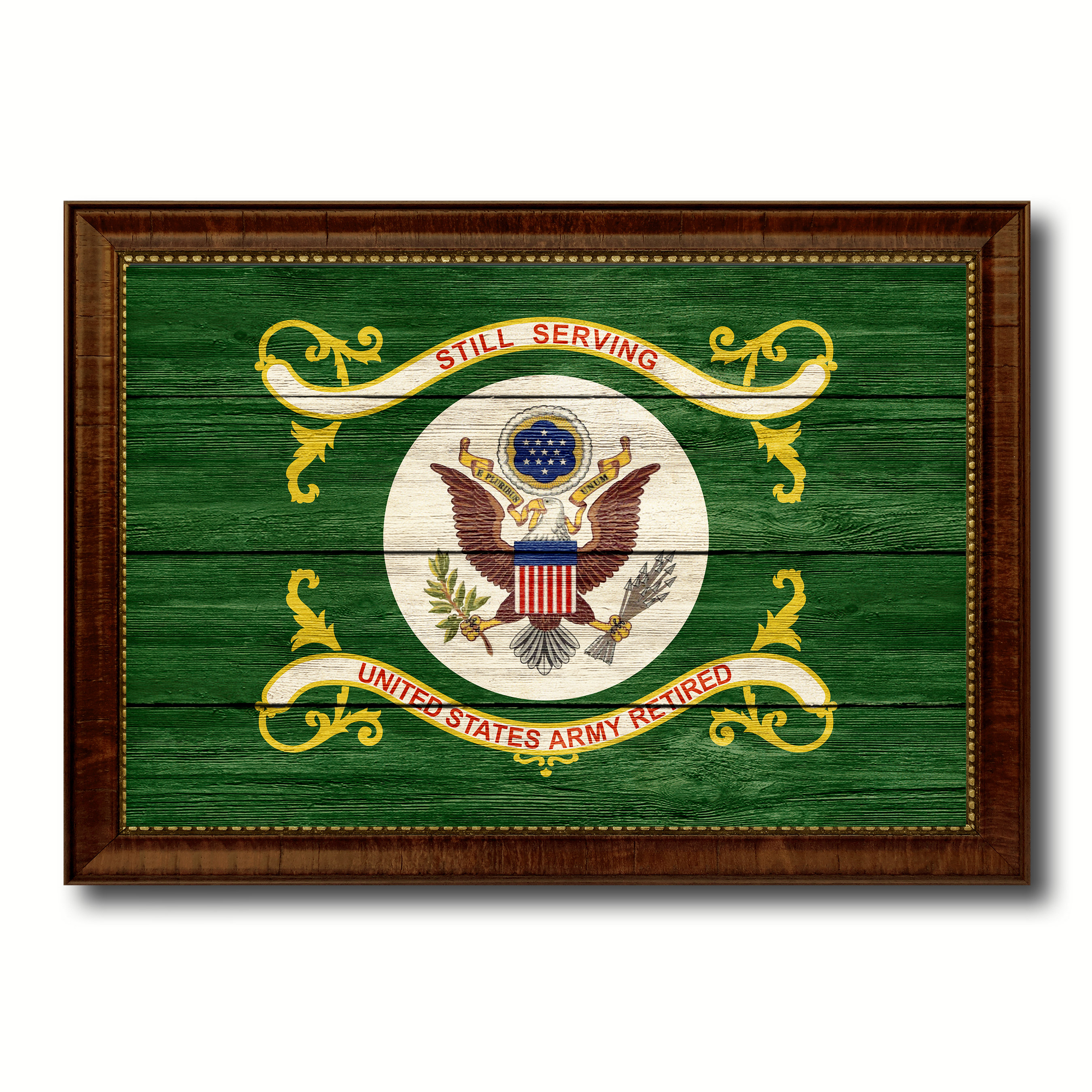 Williston Forge US Army Retired Military Textured Flag Print With Brown ...