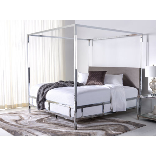 Everly Quinn Bowdoin Upholstered Low Profile Canopy Bed & Reviews | Wayfair