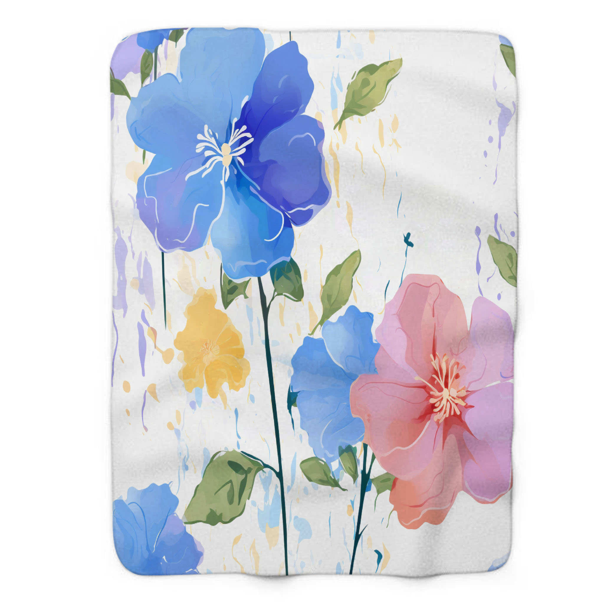 MentionedYou Blue Floral Patterns - 1 Piece Premium Blanket | Wayfair