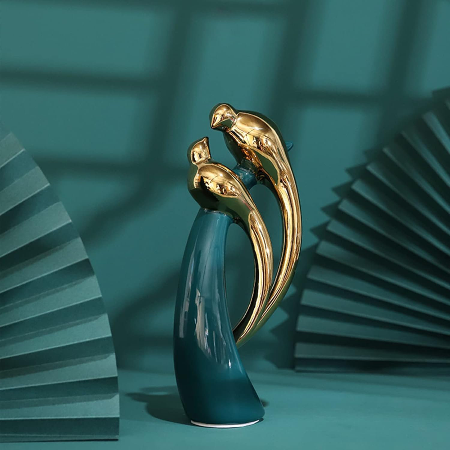 Mercer41 Modern Abstract Art Ceramic Statue Birds Statues Gold Ceramic ...