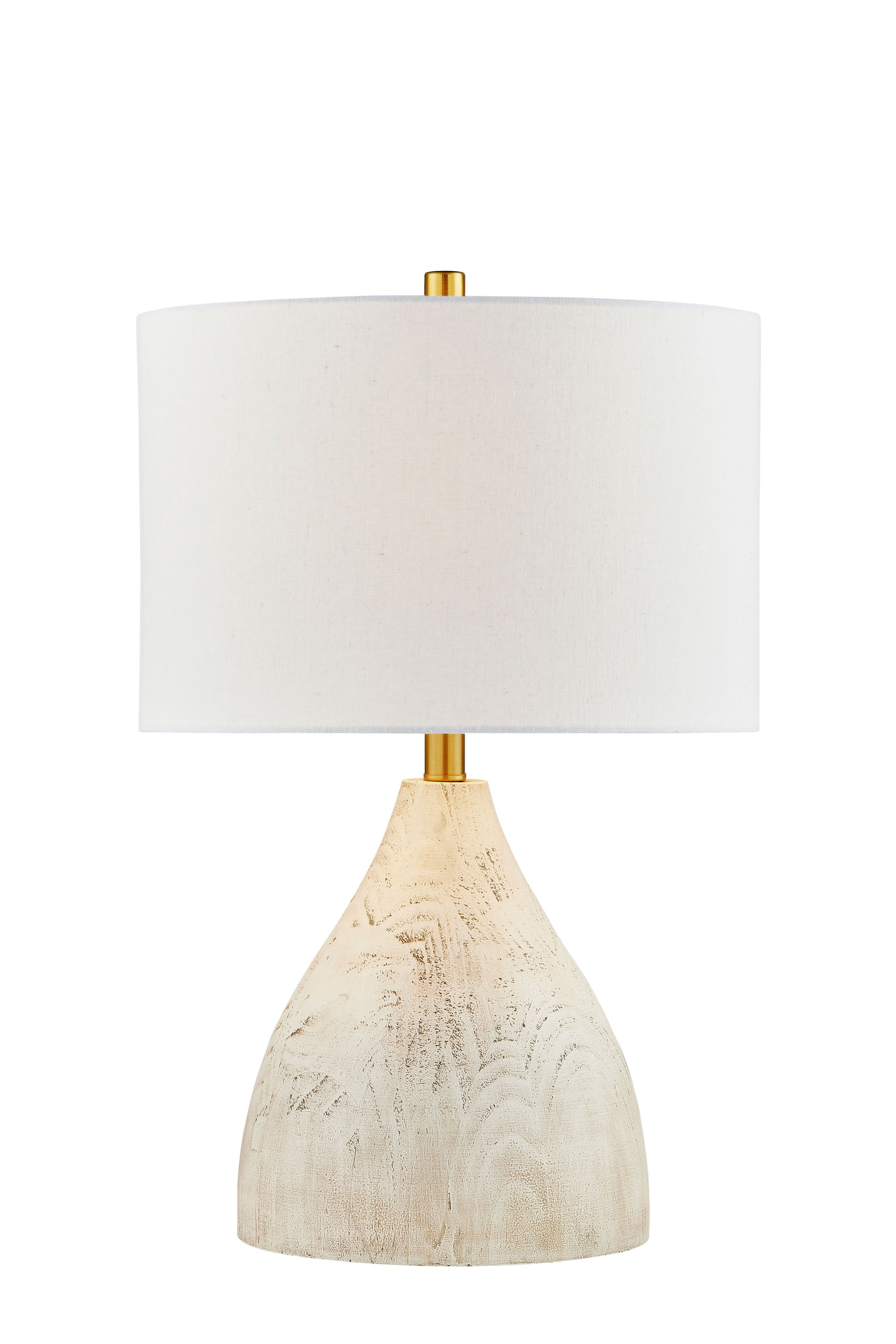 Forty West Emory 23.5" Resin Table Lamp with Fabric Shade, Off-White ...