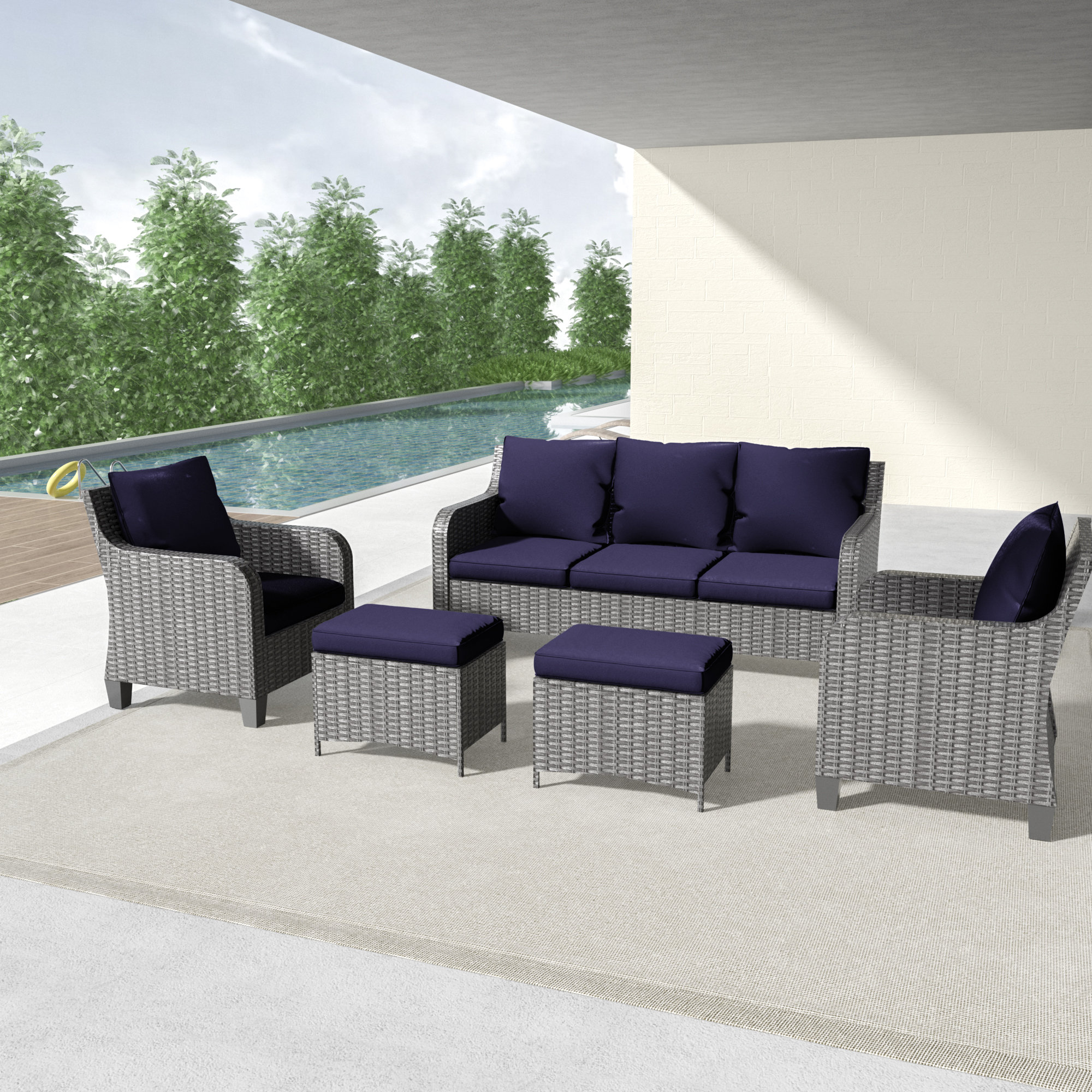 Red Barrel Studio® Phibbs 5 - Person Outdoor Seating Group with ...