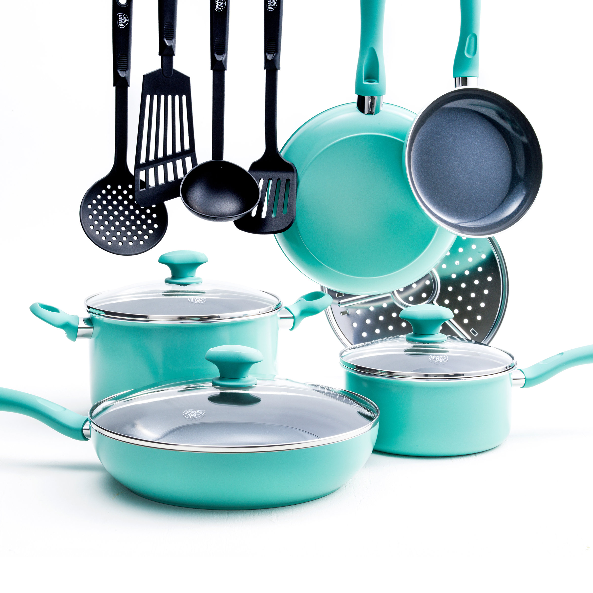 GreenLife Soft Grip Pro 13 Piece Ceramic Non-Stick Cookware Set ...