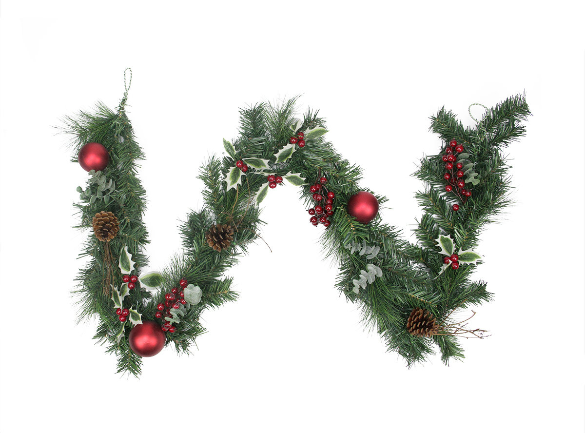 Northlight Seasonal 6' Pre-Decorated Holly Berry Pine Cone Twig and ...