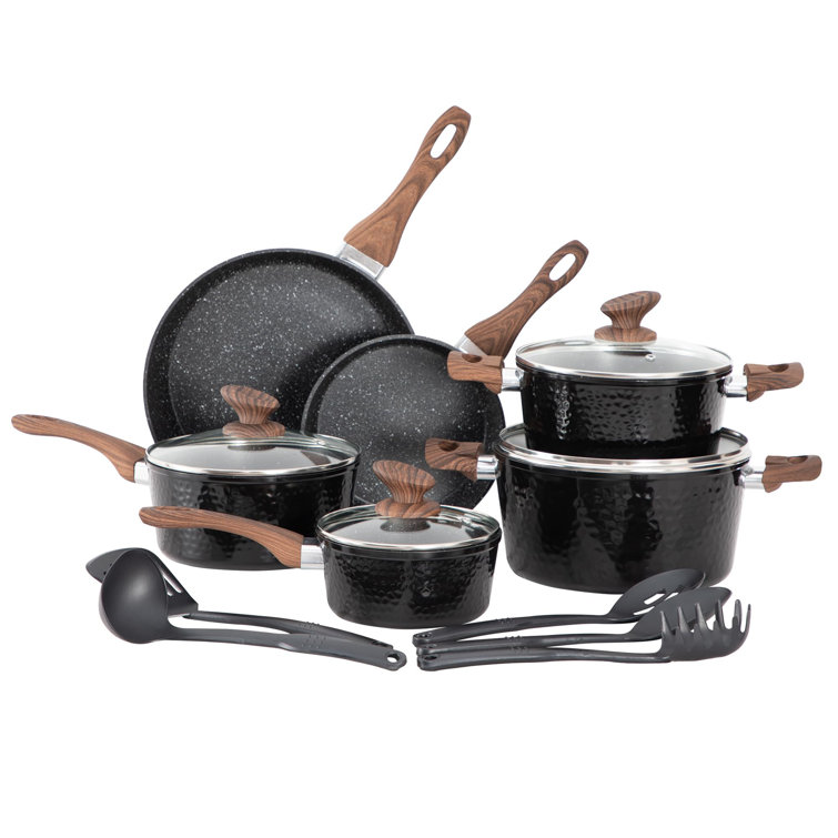 Belfry Kitchen 15 Piece Non-Stick Cookware Set, Nonstick Saucepans Set ...