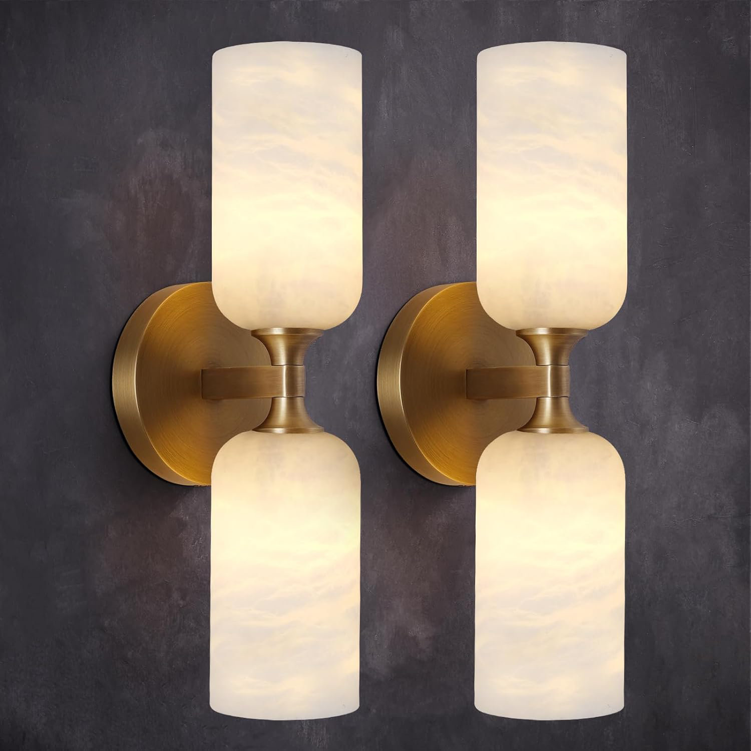 Everly Quinn 2 - Light Armed Alabaster Wall Sconce Light With Alabaster ...