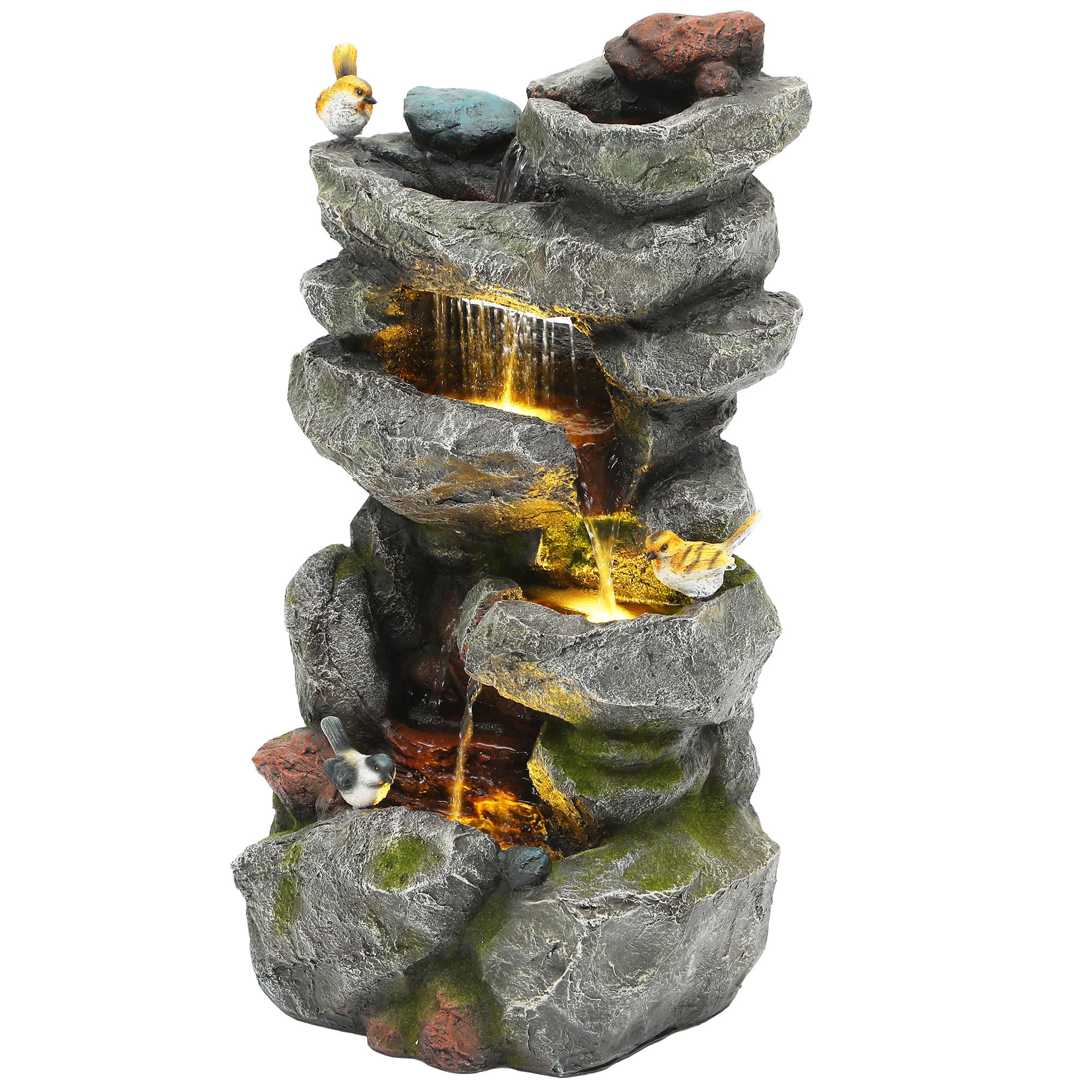 Millwood Pines 31.5"H 4-Tier Cascading Rock Water Fountain Outdoor ...