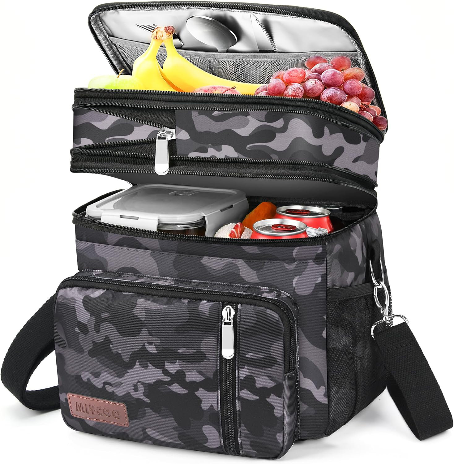 WRIWON Double Deck Lunch Box - Leakproof Insulated Soft Adult Lunch ...