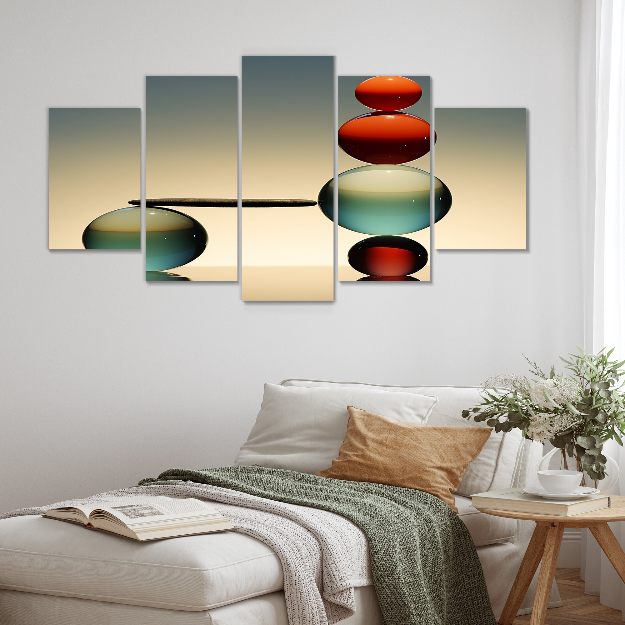 Latitude Run® Minimal Zen Turquoise Red Balance - Spiritual Stone Wall ...