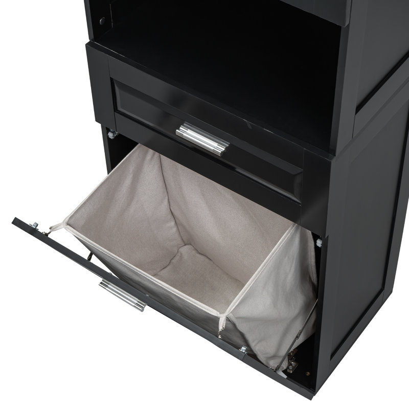 Red Barrel Studio® Tall Tilt Out Laundry Hamper Cabinet With Drawer ...