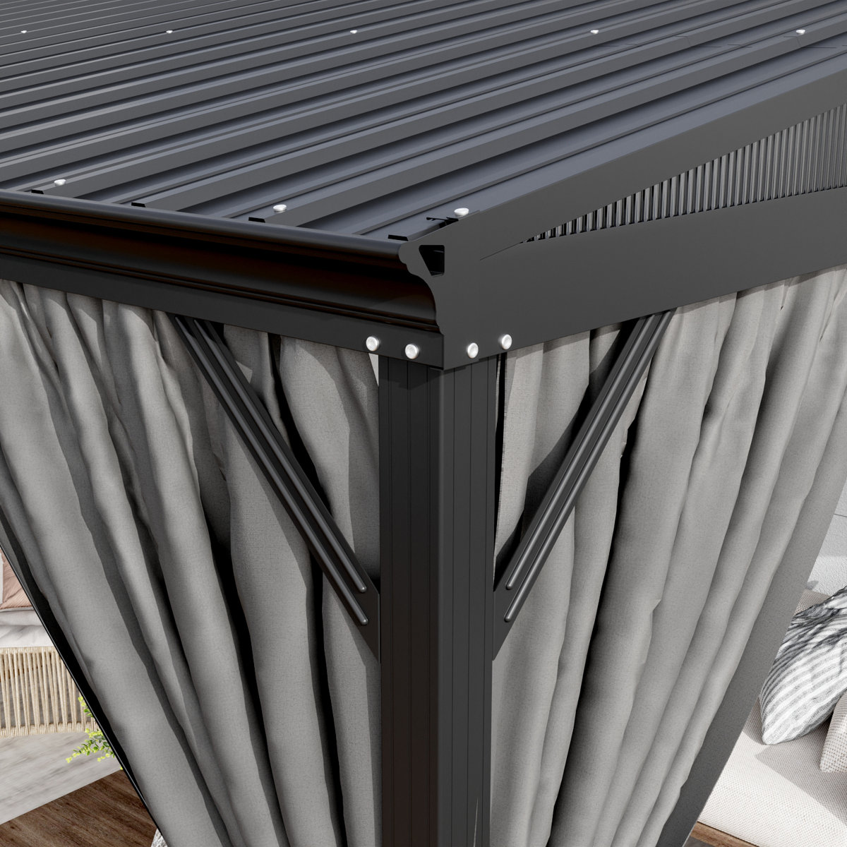 BKB365 Patio Gazebo Lean To Wall Mounted Pergola With Sloping ...