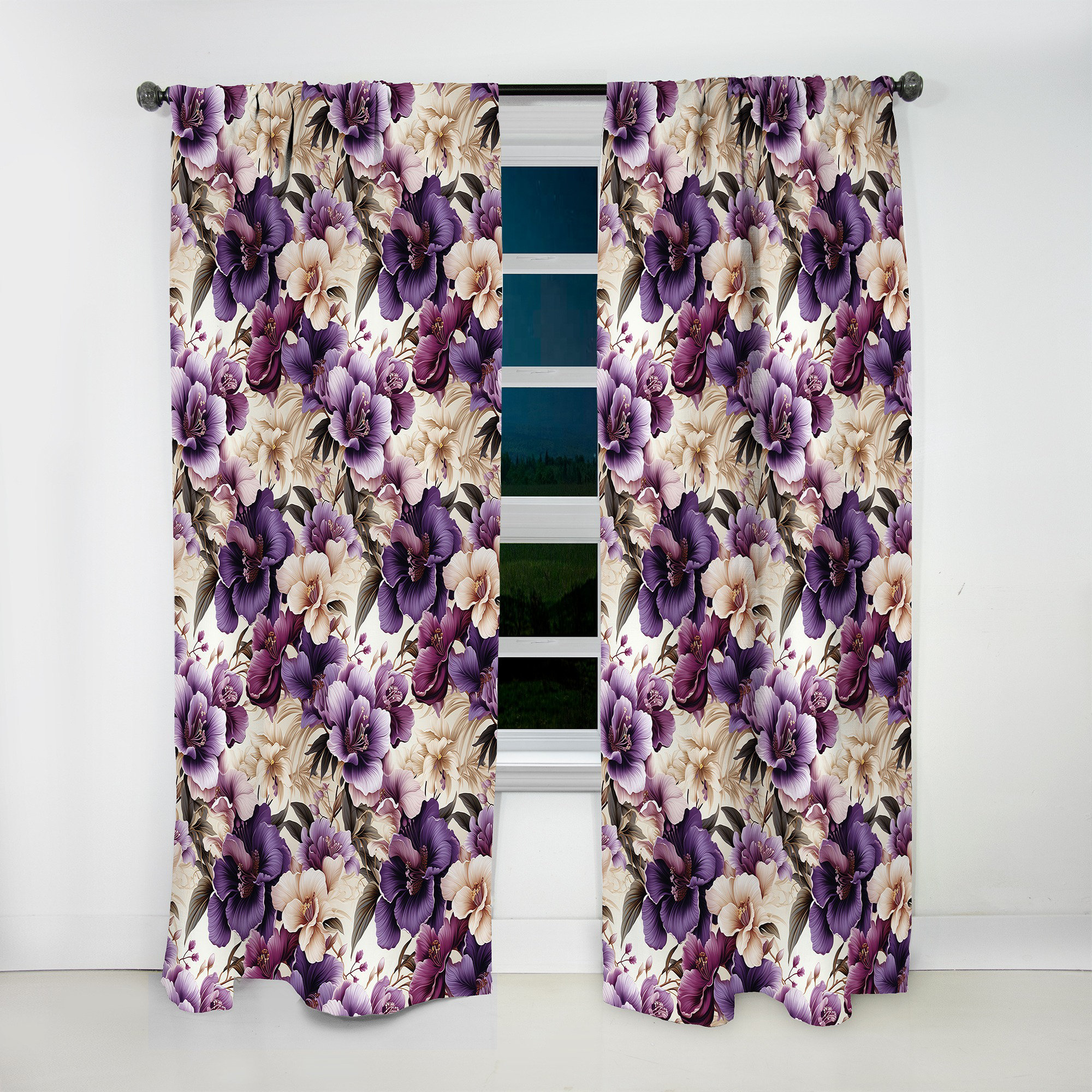 Design Art Orchid Oasis Tropical Pattern - Tropical Velvet Curtain ...
