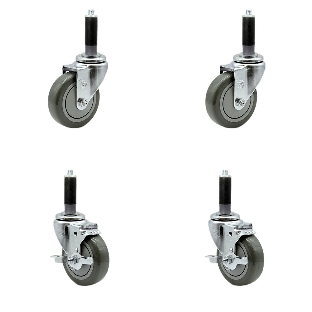 Service Caster 4 Piece Polyurethane Expanding Caster Set with 2 Brakes ...