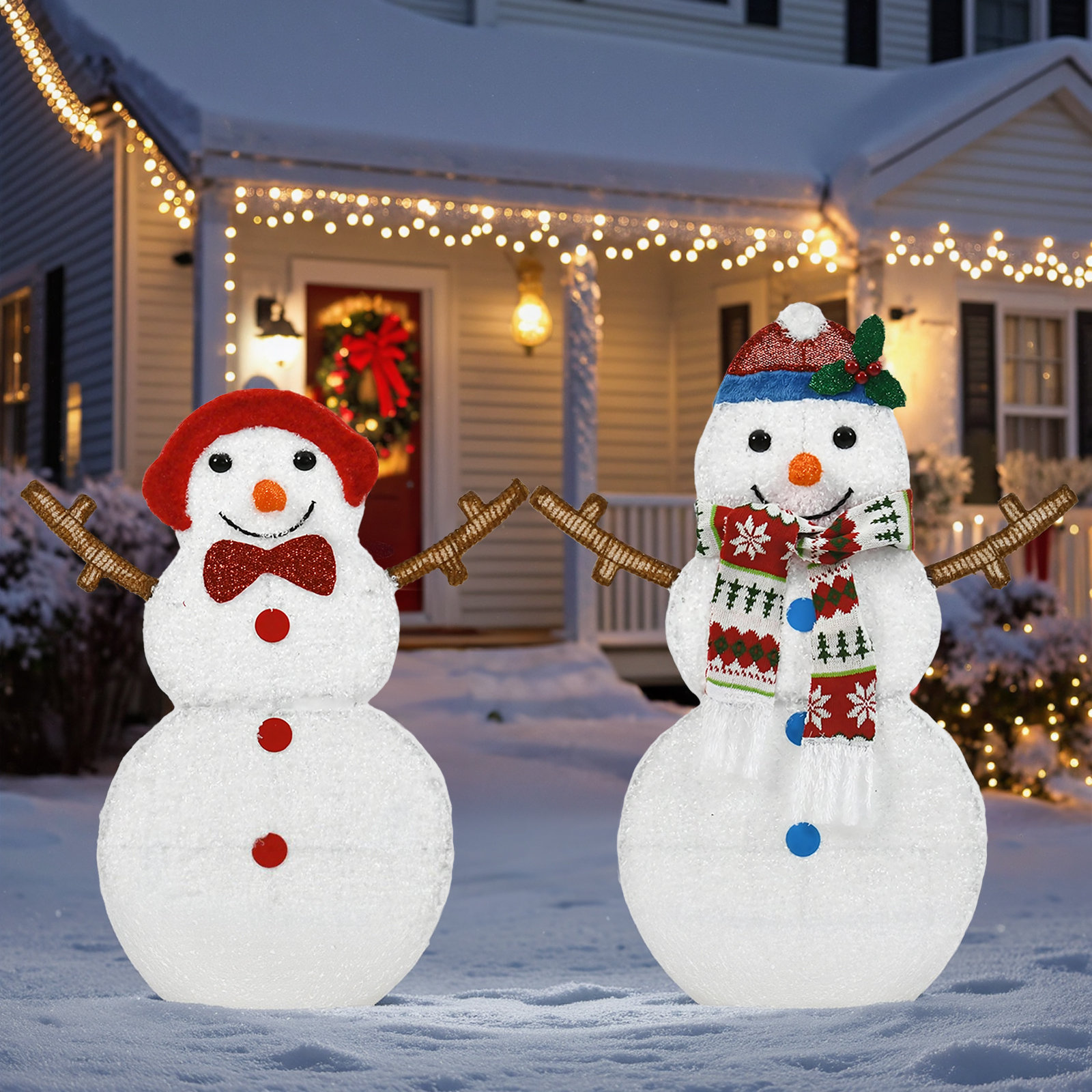 EASYBUYCHOICE 2PCS 2D Outdoor Snowman Christmas Decorations, 24" 28"H ...