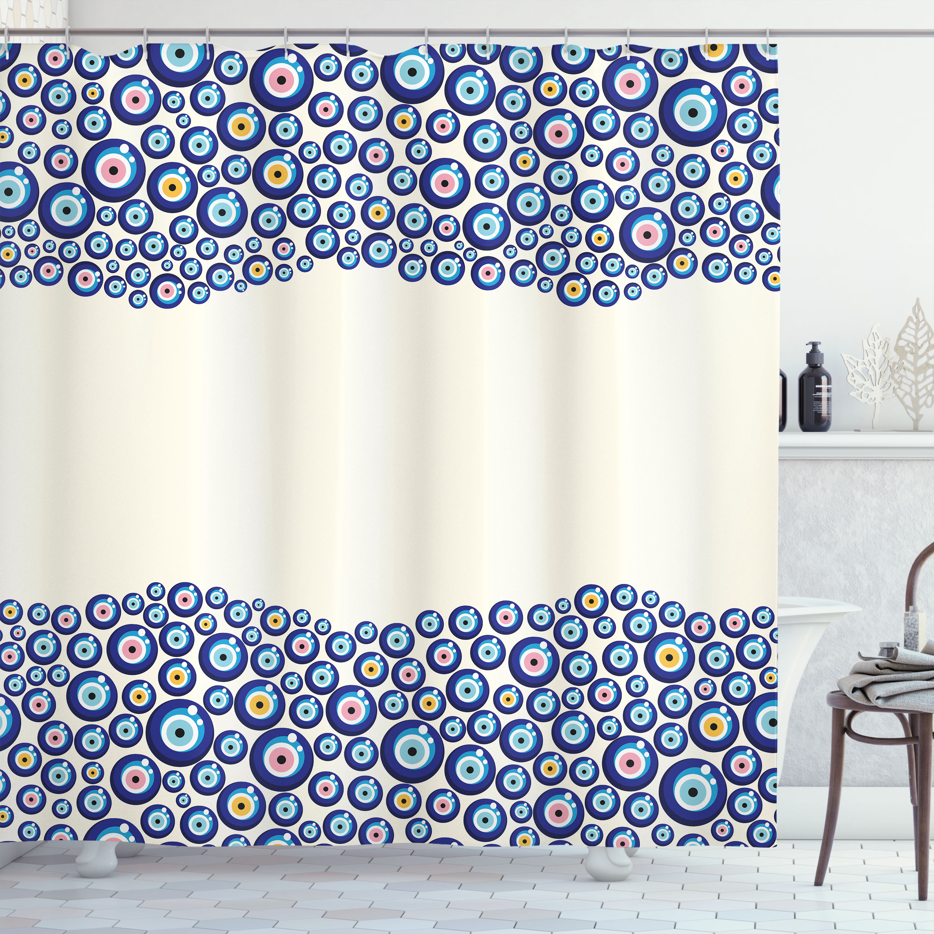 East Urban Home Lohr Evil Eye Shower Curtain Framework Blue Pink Yellow ...