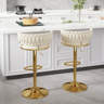 George Oliver Abraham Velvet Upholstered Bar Stools with Woven Backrest ...