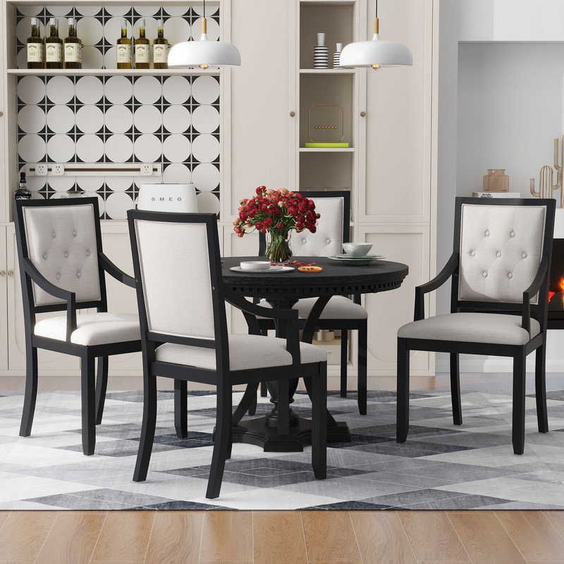 August Grove® Bowlds Retro 5-piece Dining Set Extendable Round Table ...