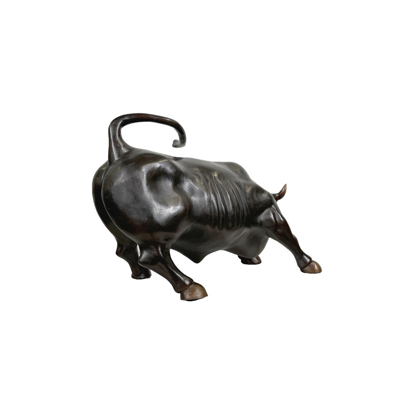 Metropolitan Galleries Bronze Wall Street Bull Table Top Figurine ...