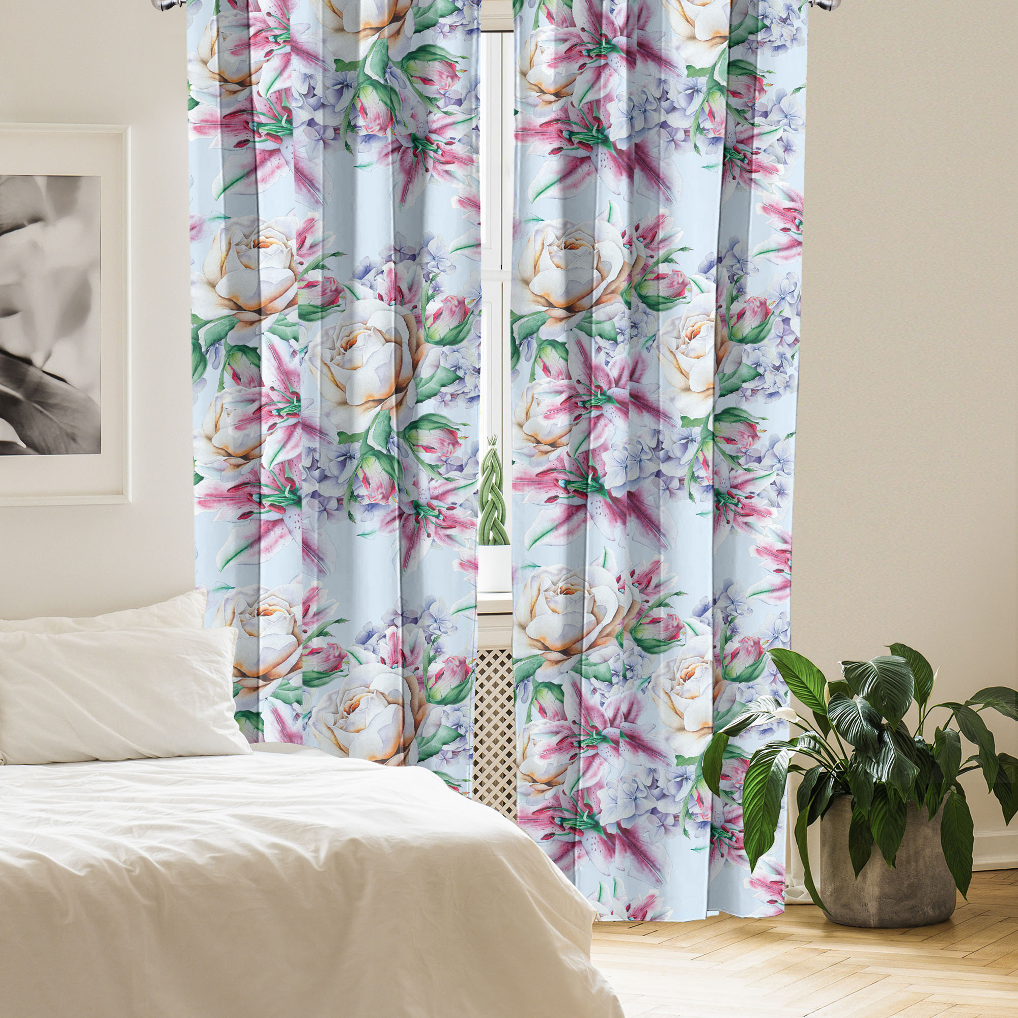 East Urban Home Spring Curtains Flowers Retro Watercolor Art Pair of 28 ...