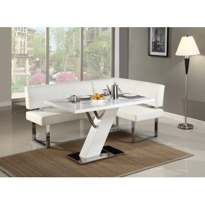 white dining bench set