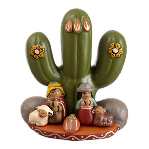 Foundry Select Handmade Cactus Flower Nativity Ceramic Nativity ...