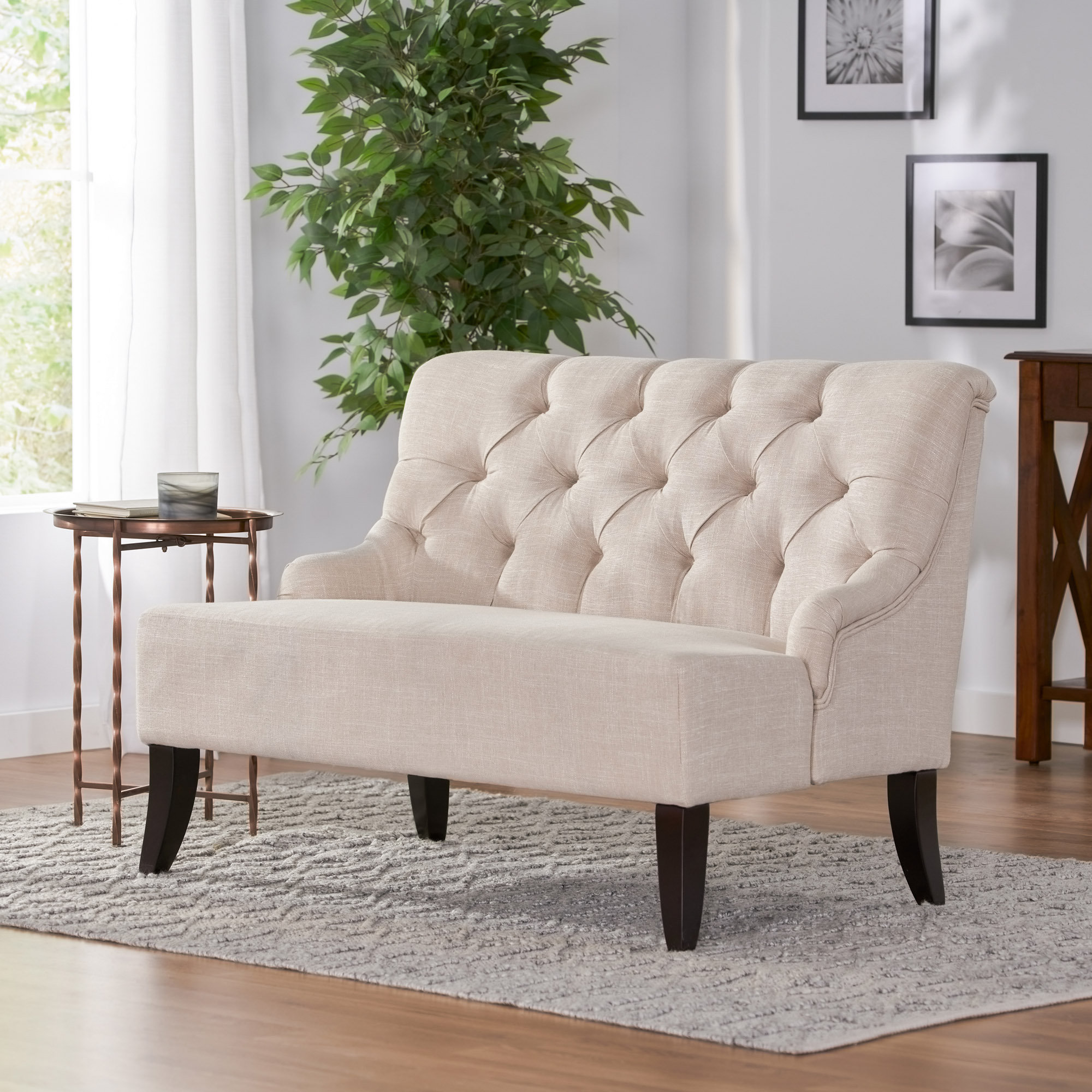 Winston Porter Small Loveseat, Chesterfield Sofa With Button Tufting ...