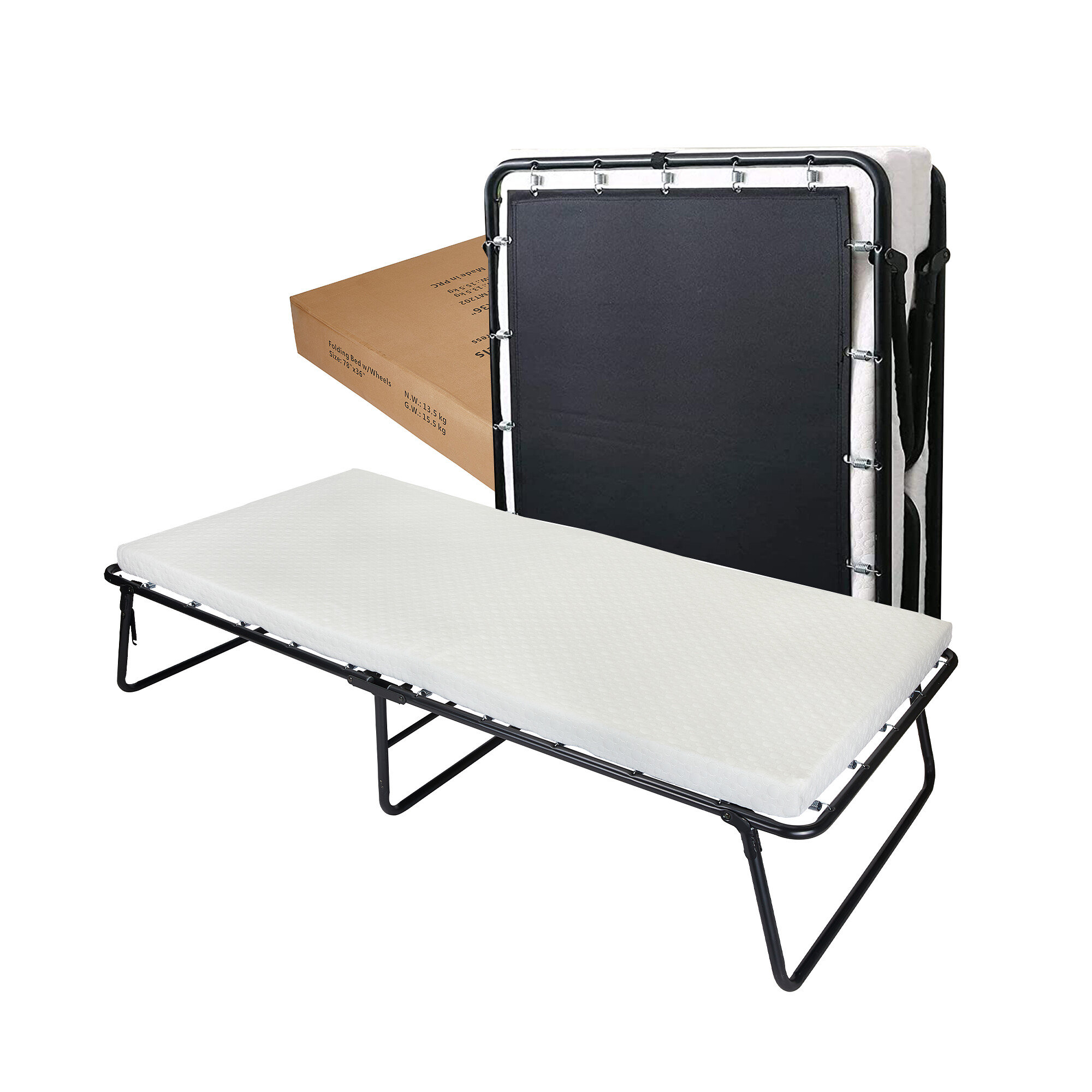 Spinal Solution Folding Bed Cot with 3-inch Memory Foam Mattresses ...