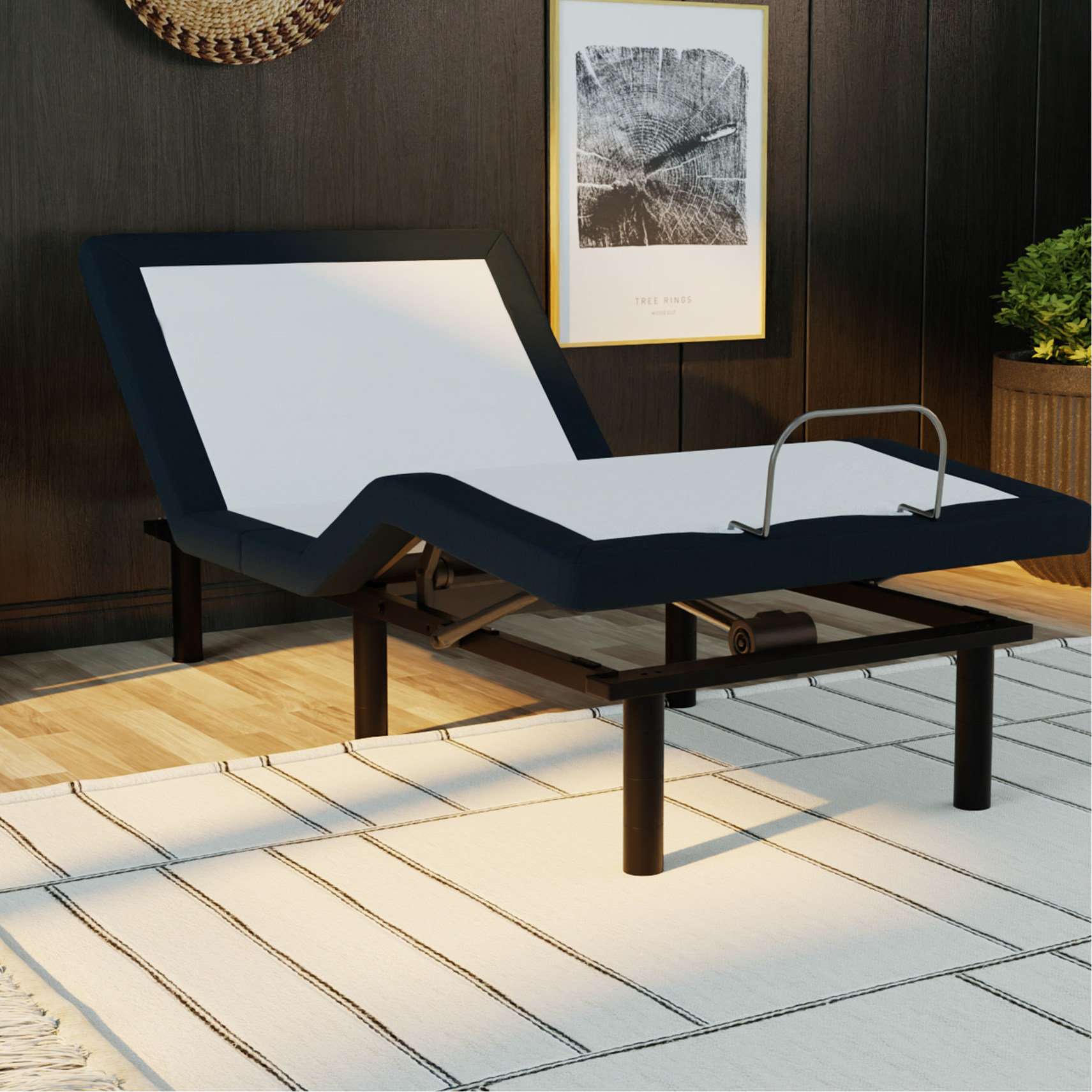 Latitude Run® Grey Full Bed With Metal Adjustable Zero Base, Wireless ...