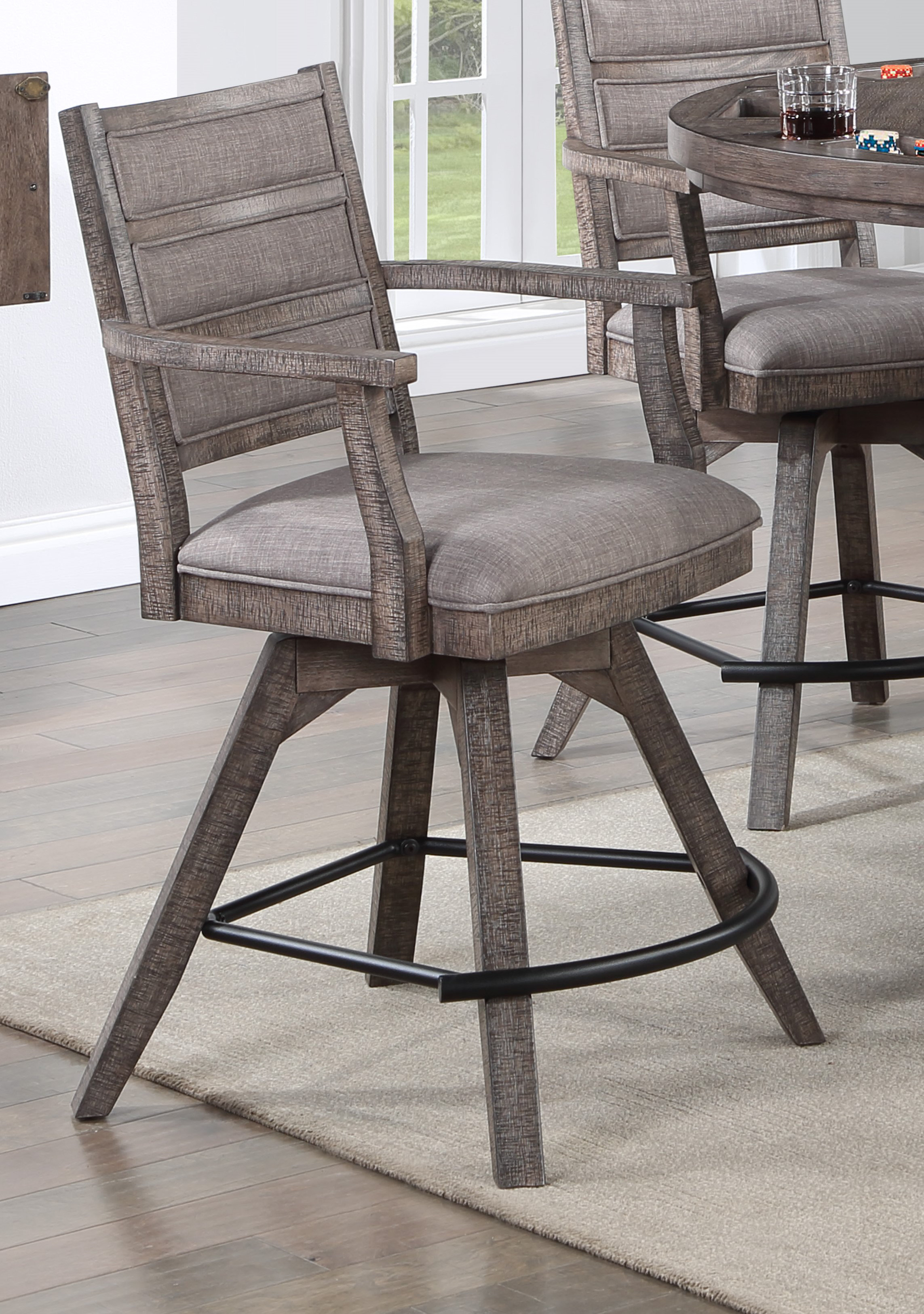 August Grove® Delver Swivel Bar/Counter Stool with Arms | Wayfair