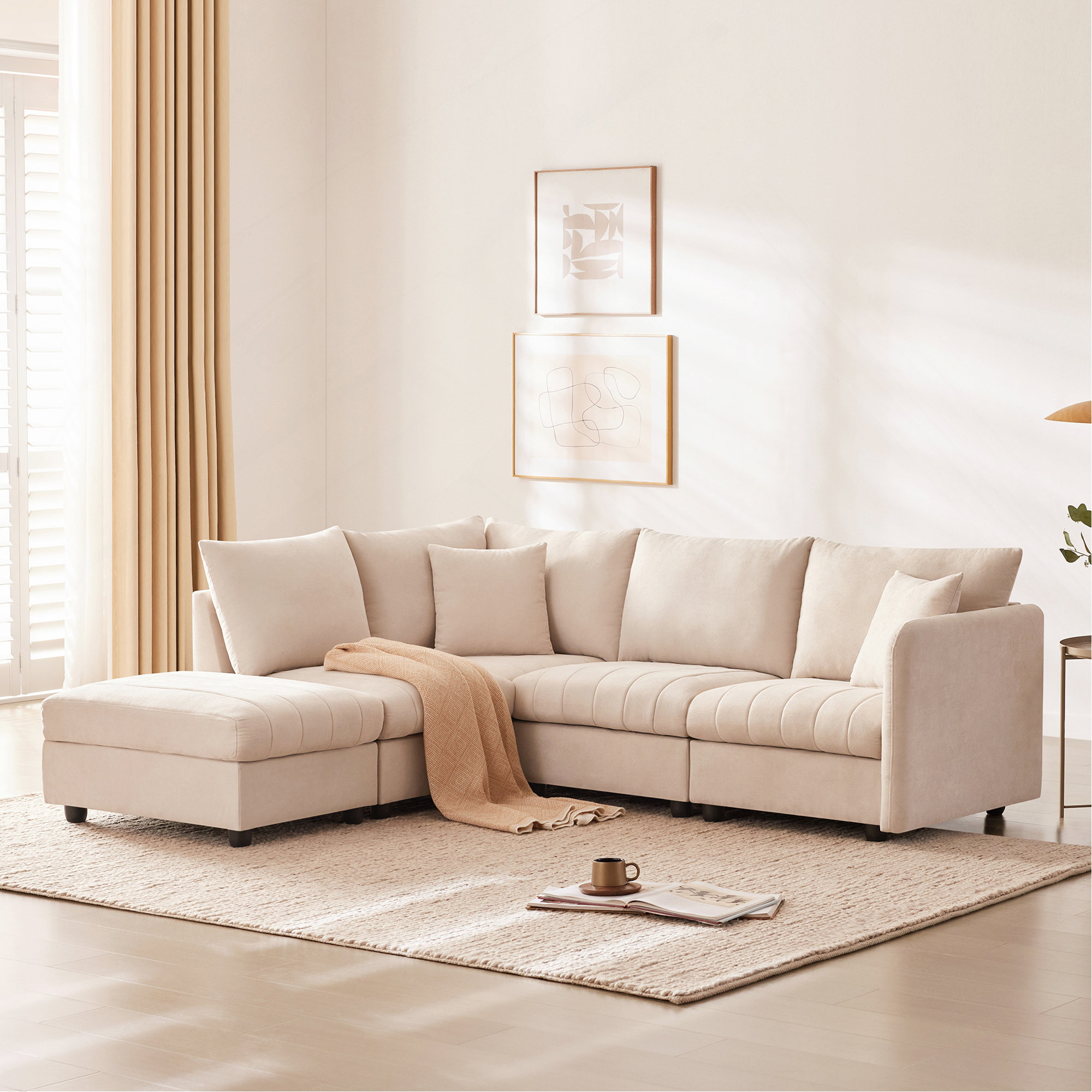 Latitude Run® 89*79"Modern Sectional Sofa With Vertical Stripes,2 ...