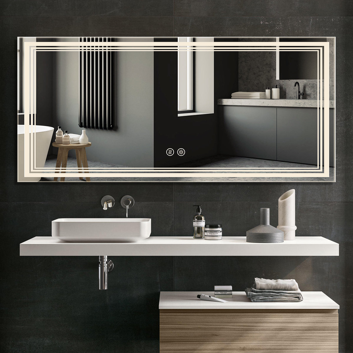Brayden Studio Derrious Rectangle LED Wall Mirror & Reviews - Wayfair ...
