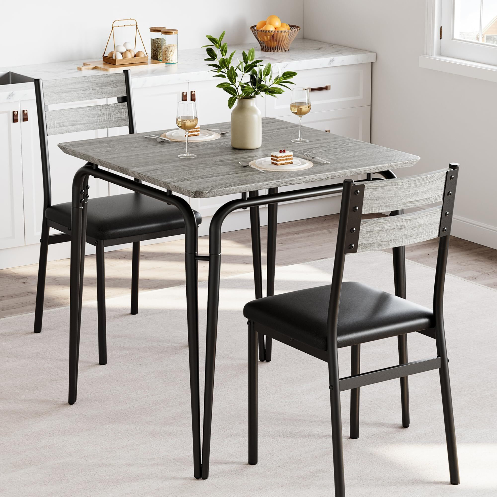17 Stories Dining Table For 2, Small Table And Chairs Set Of 2, Square ...