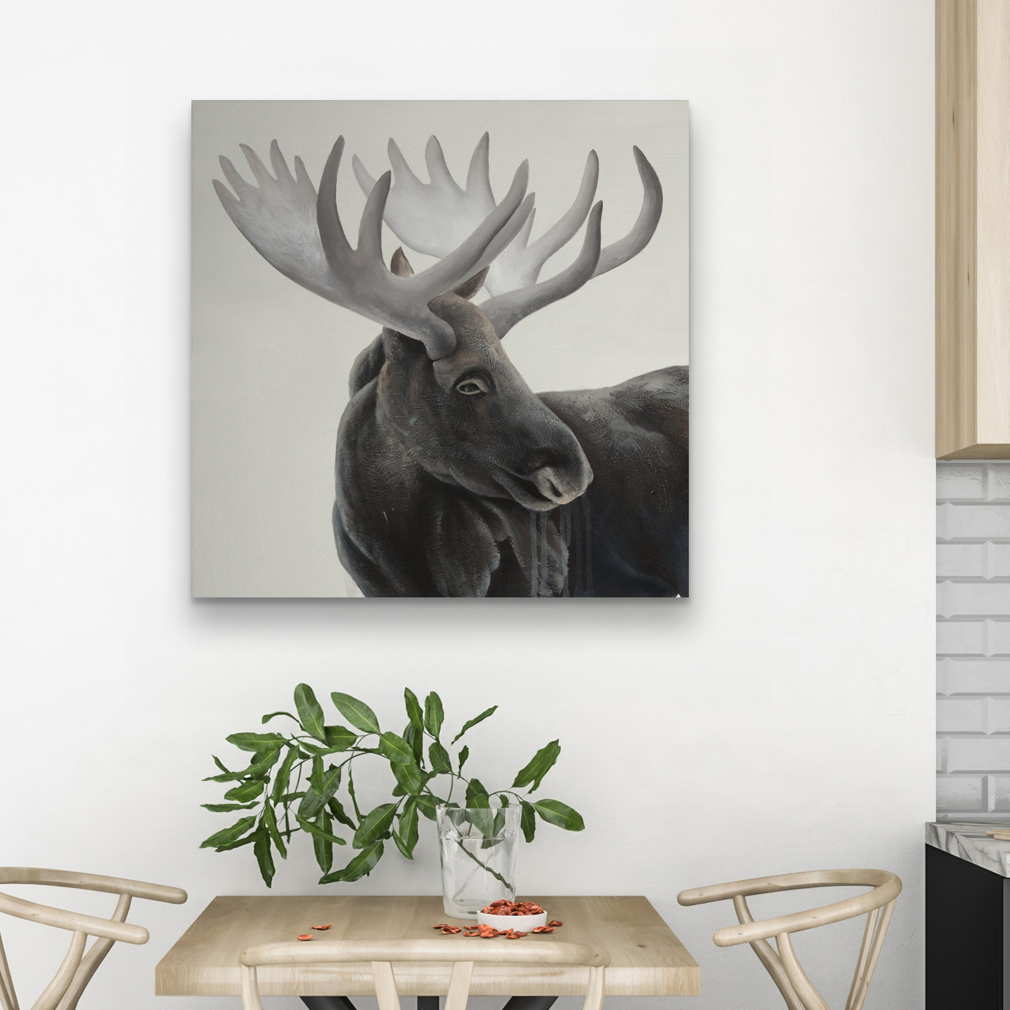 Begin Edition International Inc. Grayscale moose profile - 32"x32" art ...