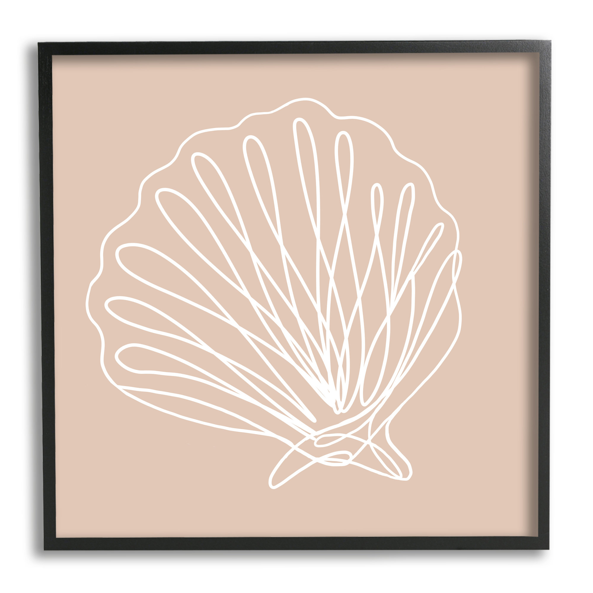 Stupell Industries Clam Shell Squiggle Doodle Tan Sea Life Giclee ...