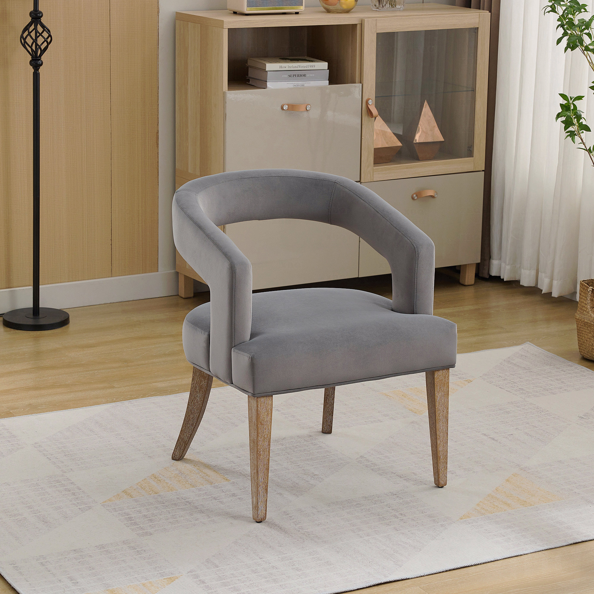 Latitude Run® 25.79" Wide Modern Style Barrel Open Back Fabric ...
