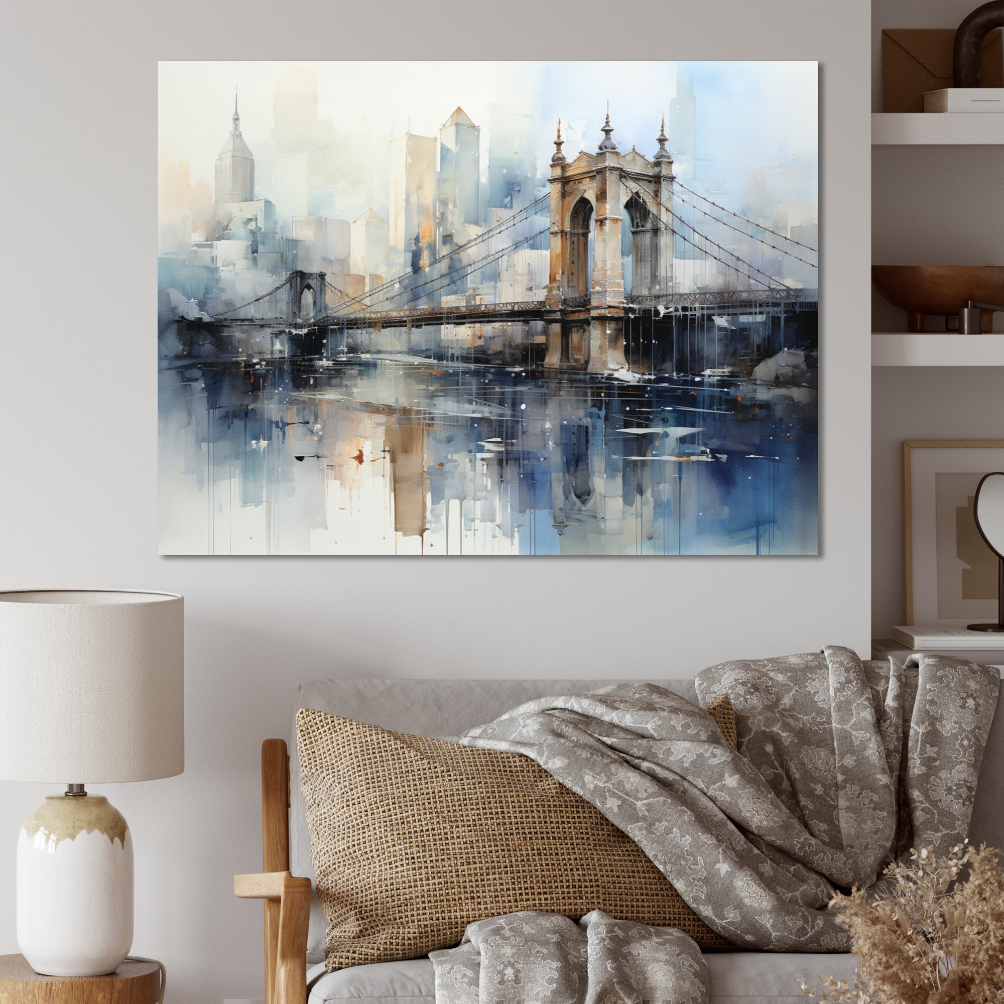 17 Stories Egisto Blue Bridge Reflective Connections - Print | Wayfair