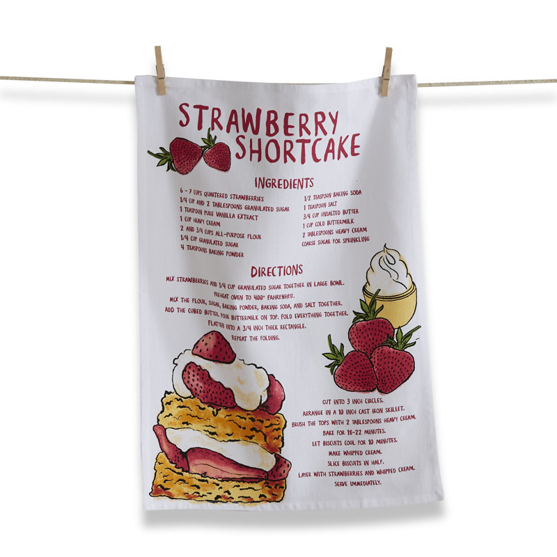 The Holiday Aisle® Strawberry Shortcake Recipe Dishtowel | Wayfair
