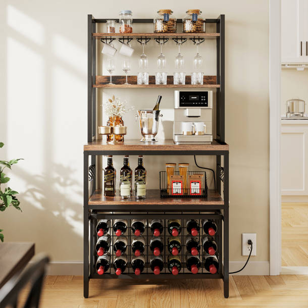 Prep & Savour 4 Bottle Hanging Wine Bottle & Glass Rack & Reviews | Wayfair