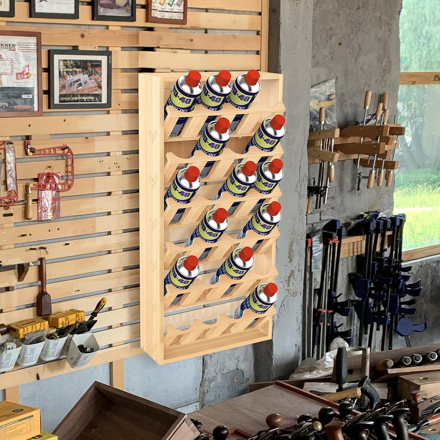 CHUANGWENYI 6 Tier 24 Can Spray Paint Or Lube Can Wall Mount Storage ...