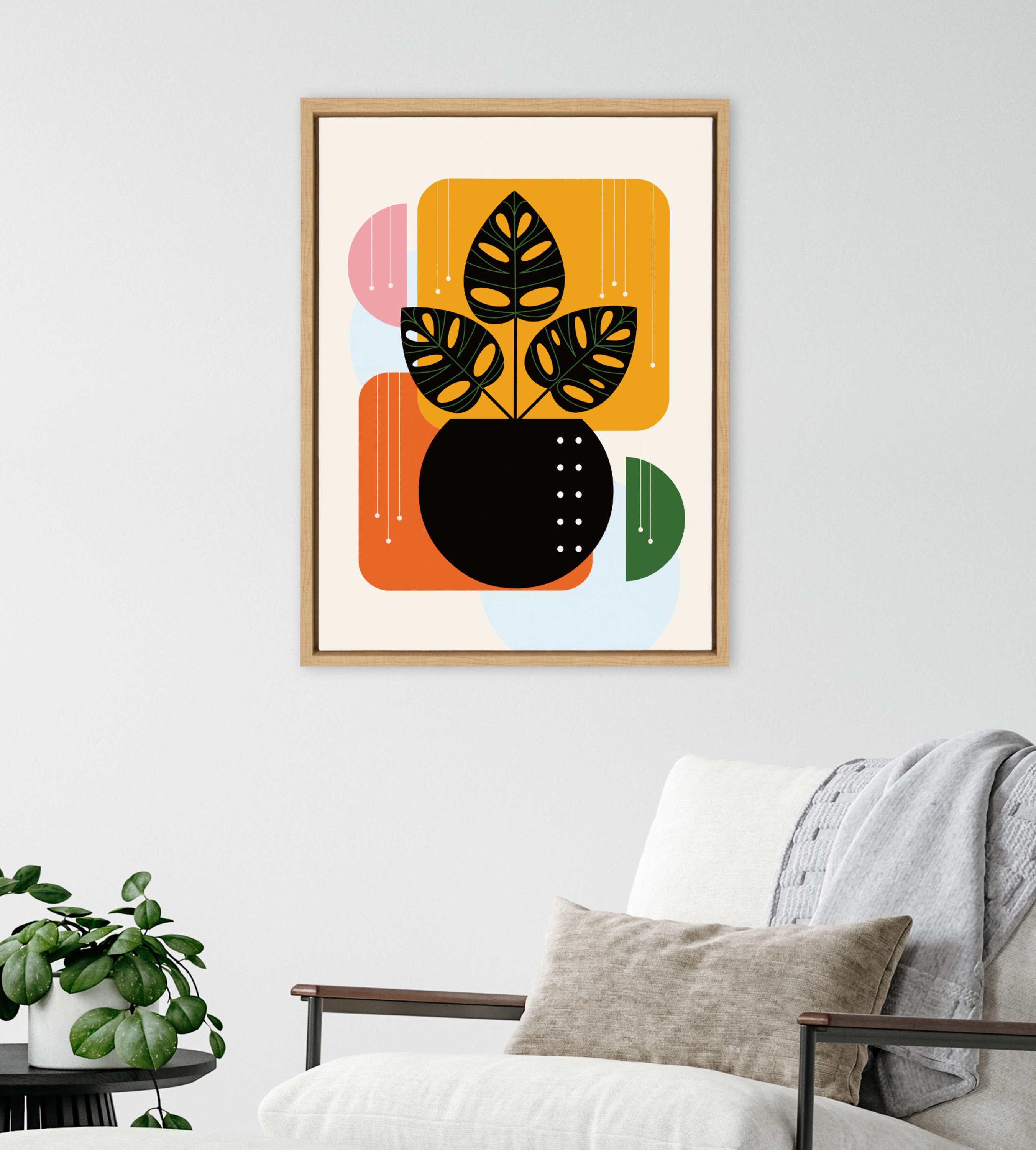 Beachcrest Home™ Shalyce Mid-Century Bright Colorful Plant Framed On ...