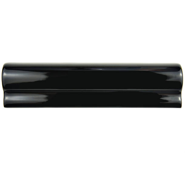 Merola Tile Chester 12" x 2" Glossy Ceramic Mudcap Tile Trim in Black ...