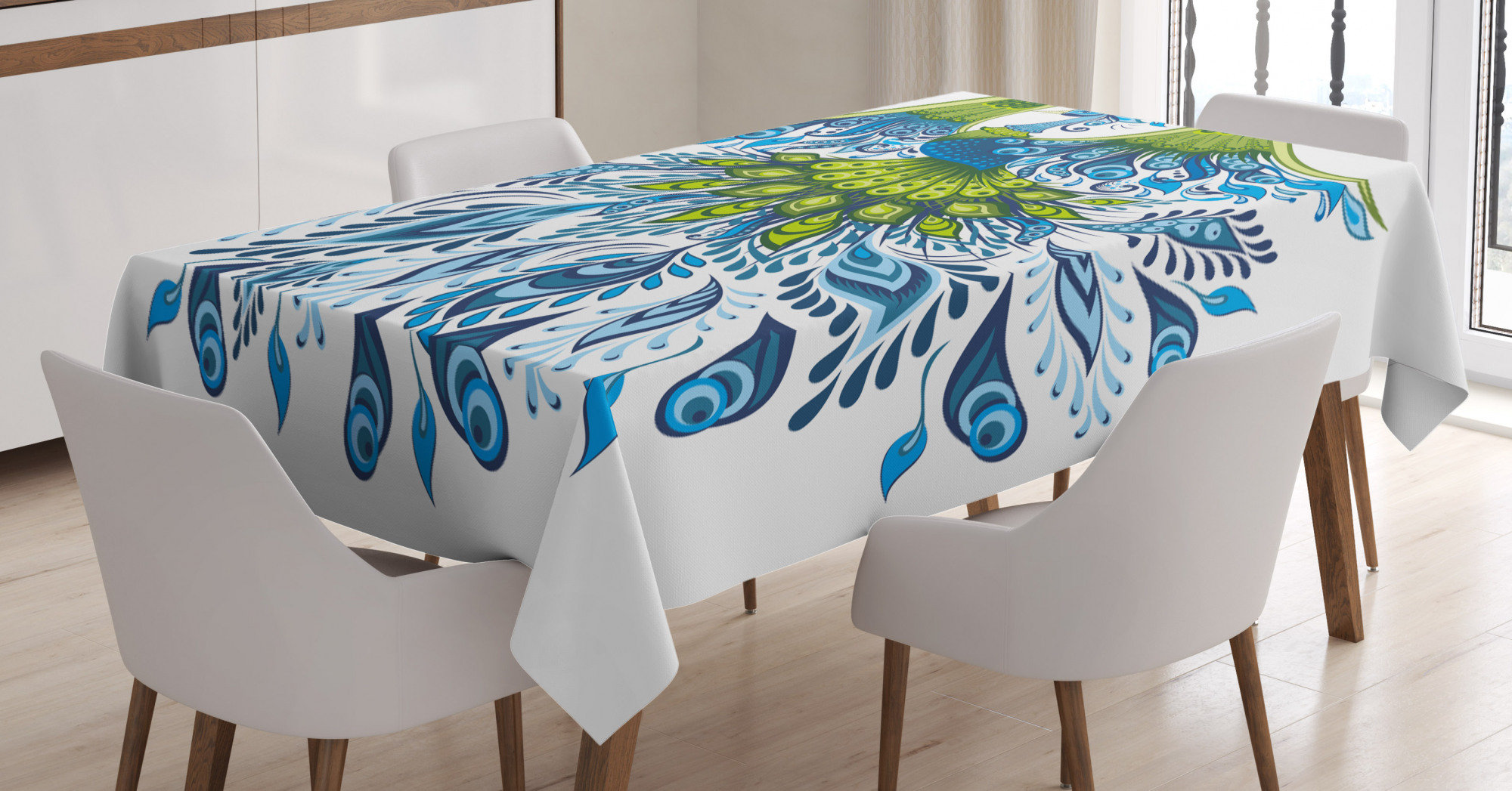 East Urban Home Peacock Dining Room Kitchen Tablecloth | Wayfair
