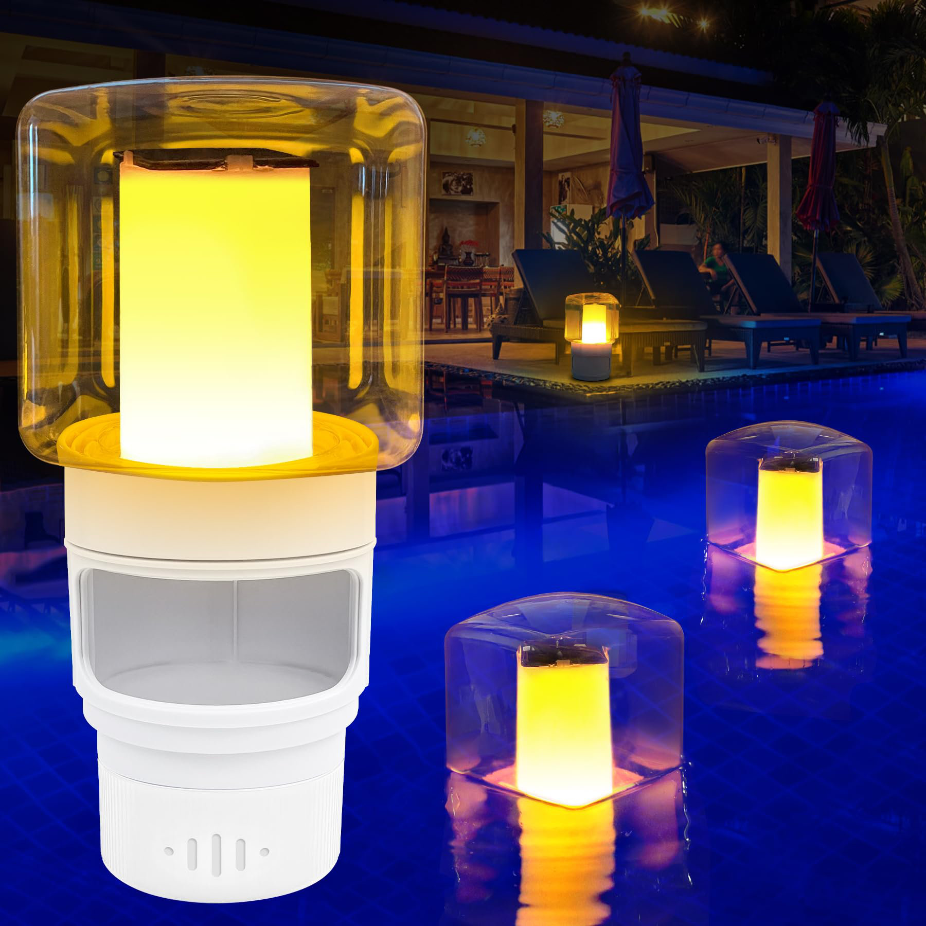 Fashion Finesse Solar Pool Chlorine Floater, Upgraded Flame Chlorine ...