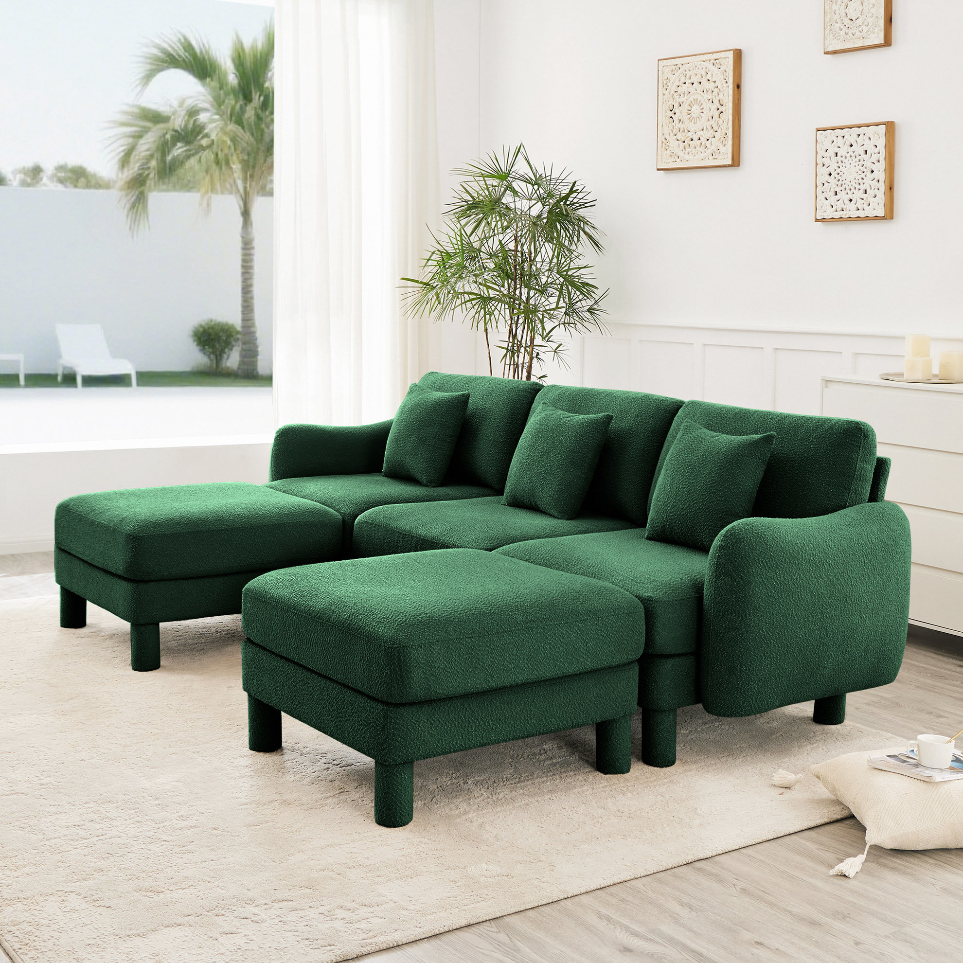 Latitude Run® Boucle Fabric Sectional Sofa Couch With Distinctive ...