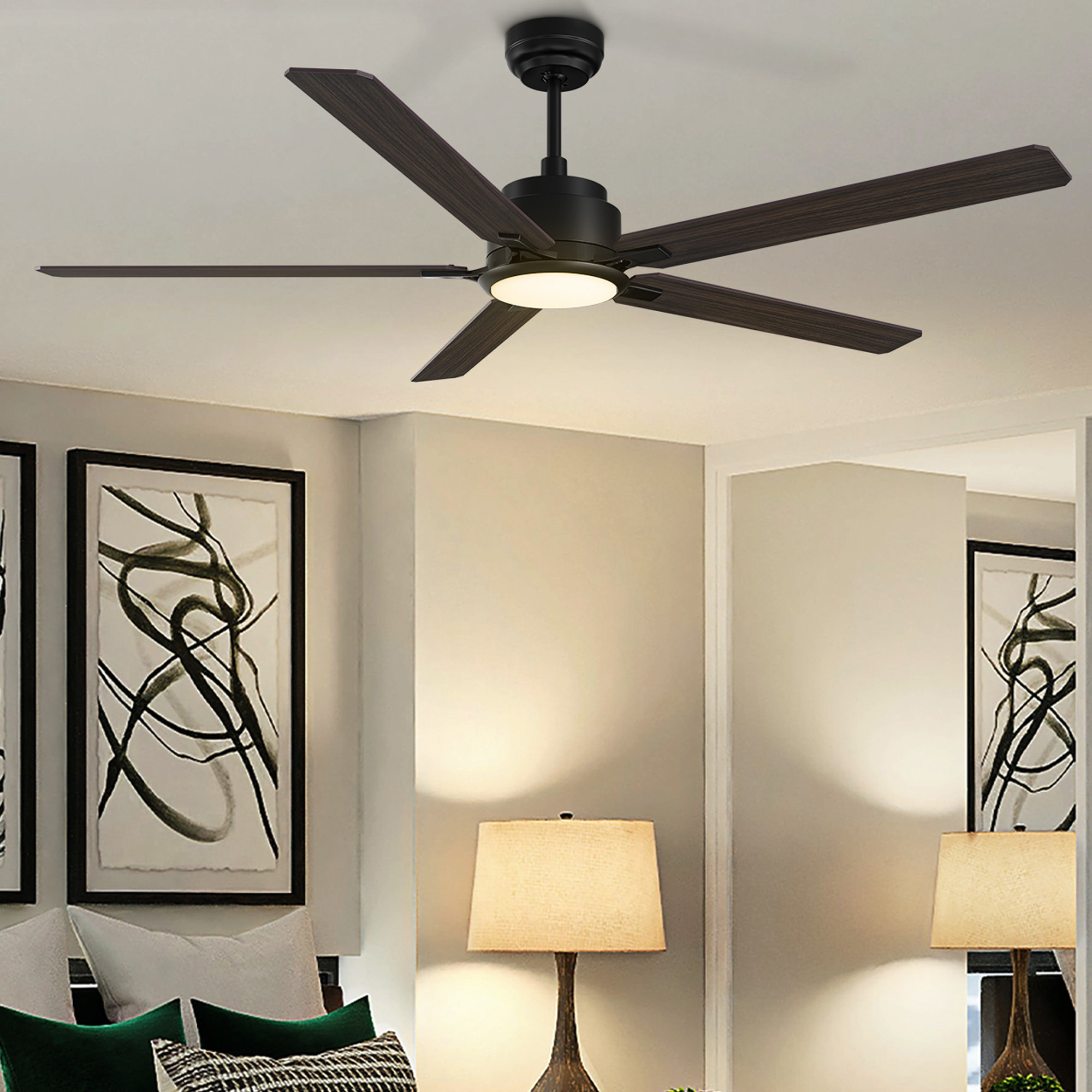 Ivy Bronx Emerzon 60'' Smart Ceiling Fan with LED Light Kit,Remote ...