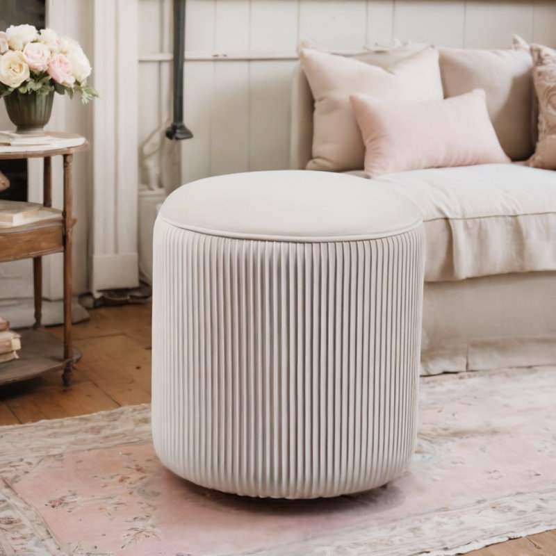 Kelly Clarkson Home Terri Wide Velvet Round Pouf Ottoman & Reviews ...