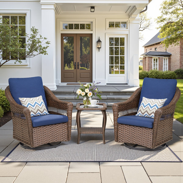 Winston Porter 3 Pieces Patio Furniture Set, Outdoor Swivel Rocker ...