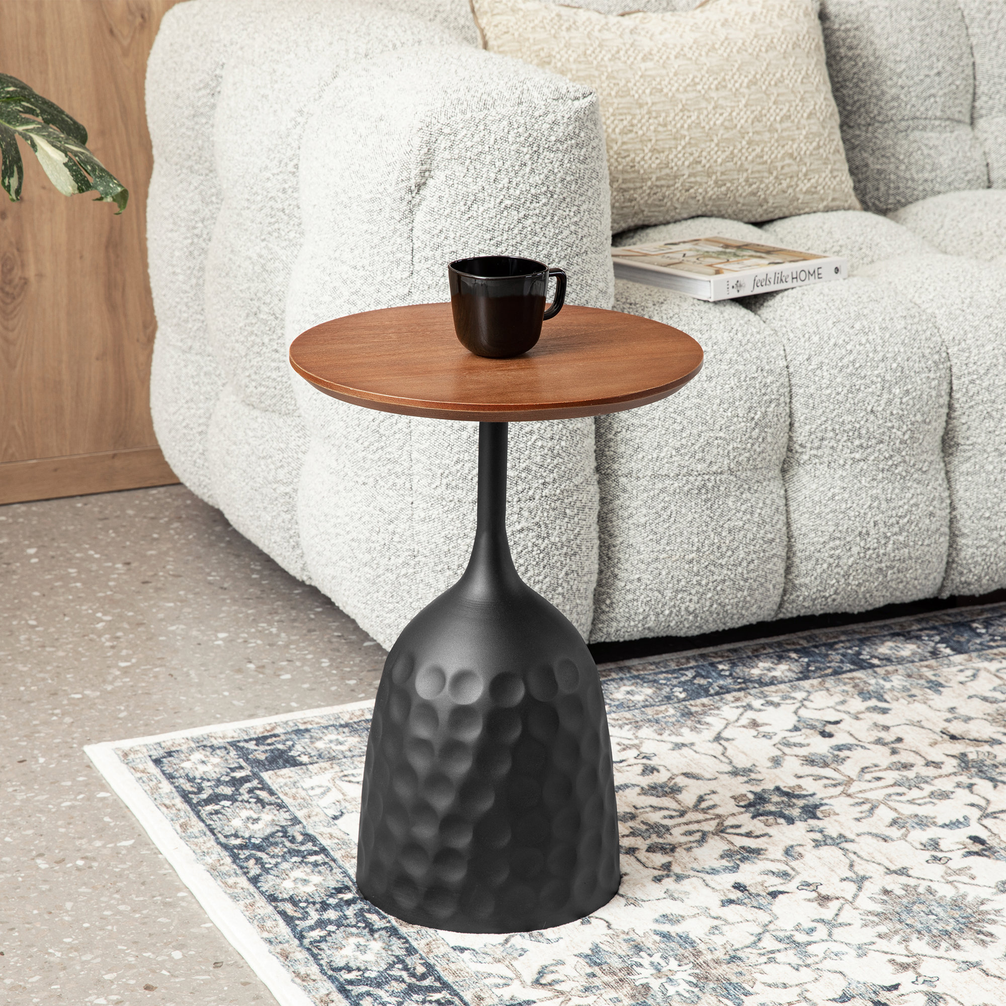 17 Stories Metal Wine Bottle Shaped Accent Table With Wooden Top ...